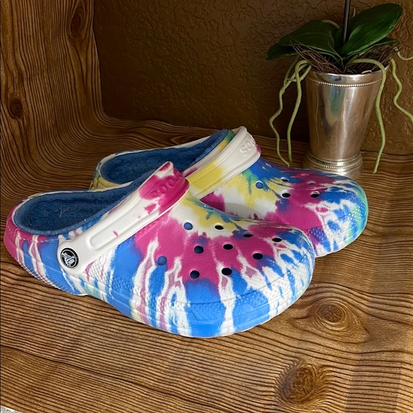 CROCS | Shoes | Crocs Pink And Blue Mules Vibrant Tiedye Clogs | Poshmark